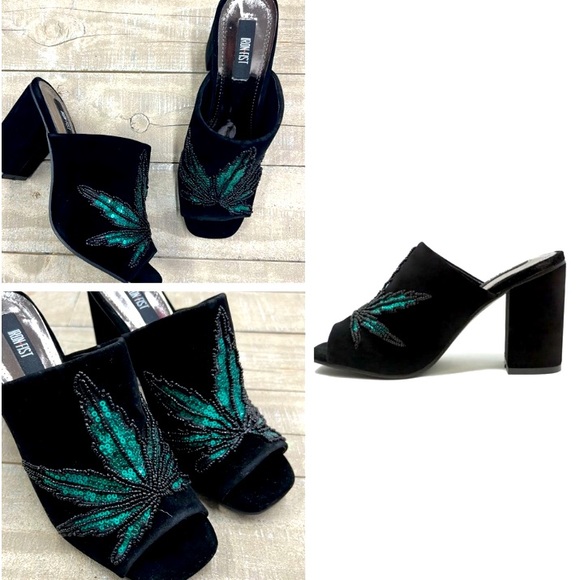 Iron Fist | Shoes | Womens Iron Fist Mary Jane Slides Heels Sequins ...